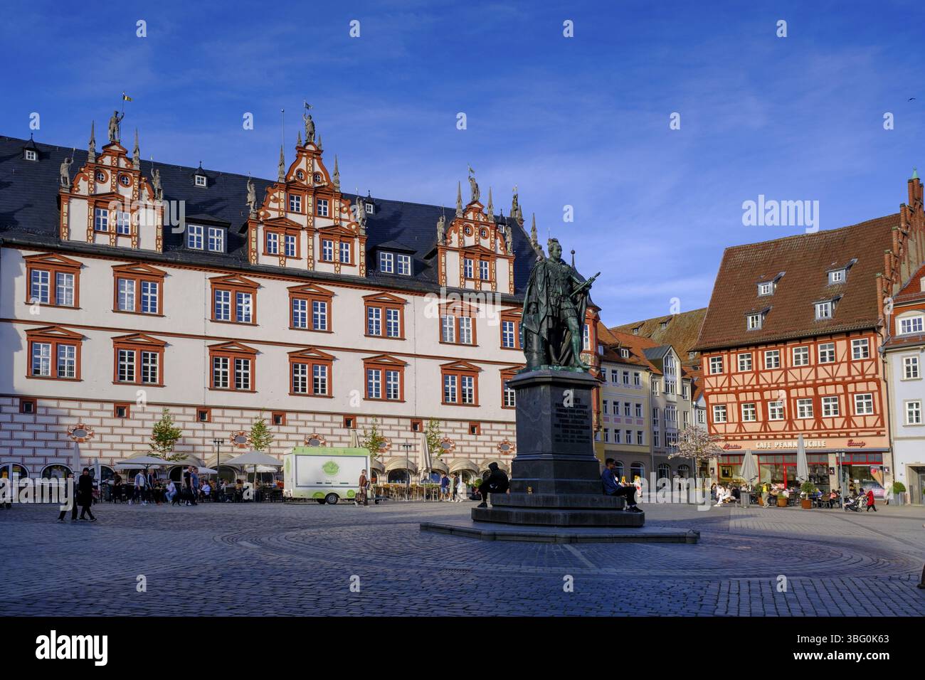 Prince Albert Monument and historic town hall, market square, Coburg ...
