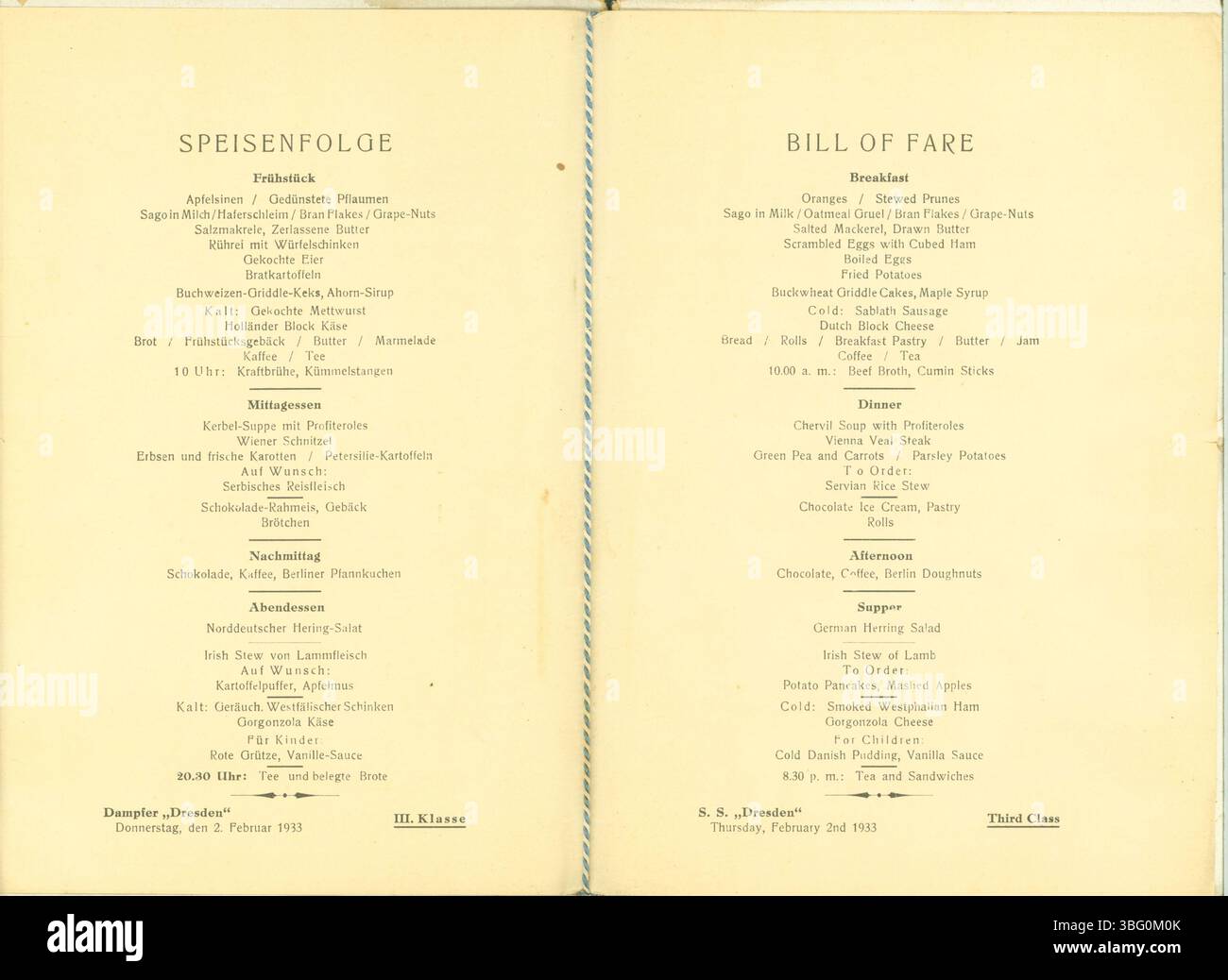 Ss dresden menu hi-res stock photography and images - Alamy