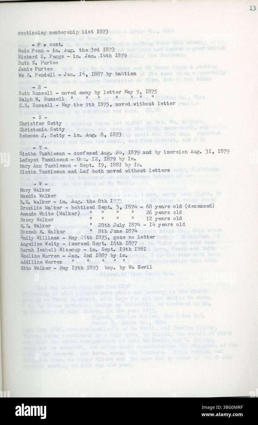 The Peach Mountain Church records from 1840-1895, part of a collection ...