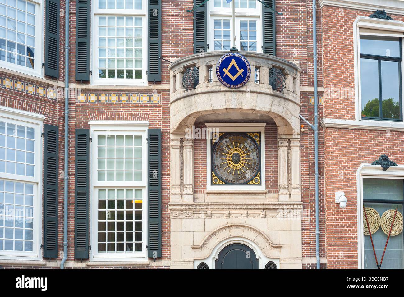 Building with logo of Freemasonry in the city of The Hague, Netherlands ...