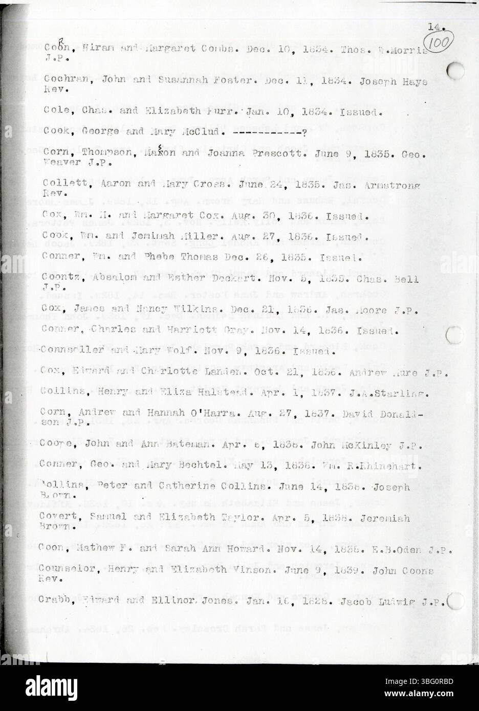 This page features an alphabetized list of marriage records from ...