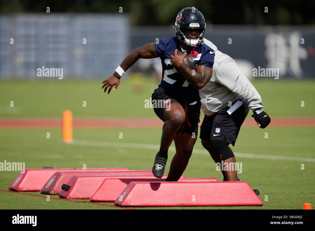 Houston Texans running back Woody Marks (27) works out during NFL ...