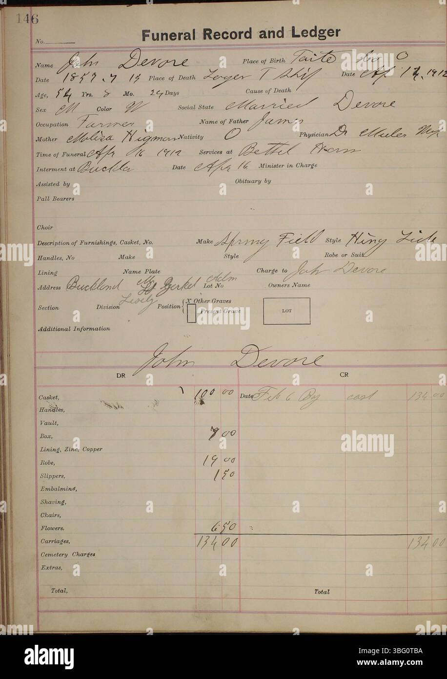 The Funeral Record and Ledger from 1911-1915 by Charles C. Siferd ...