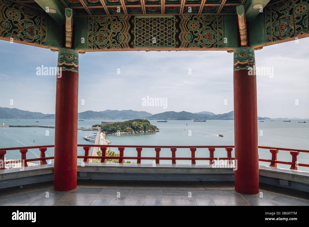 View of Odongdo Island and sea from Jasan Park in Yeosu, Korea Stock ...