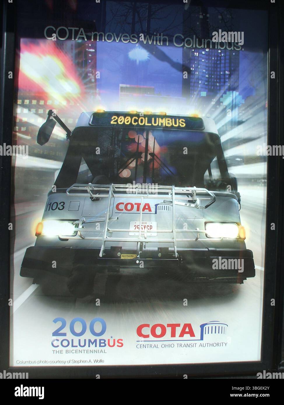 A sign advertising the Central Ohio Transit Authority (COTA) with the ...