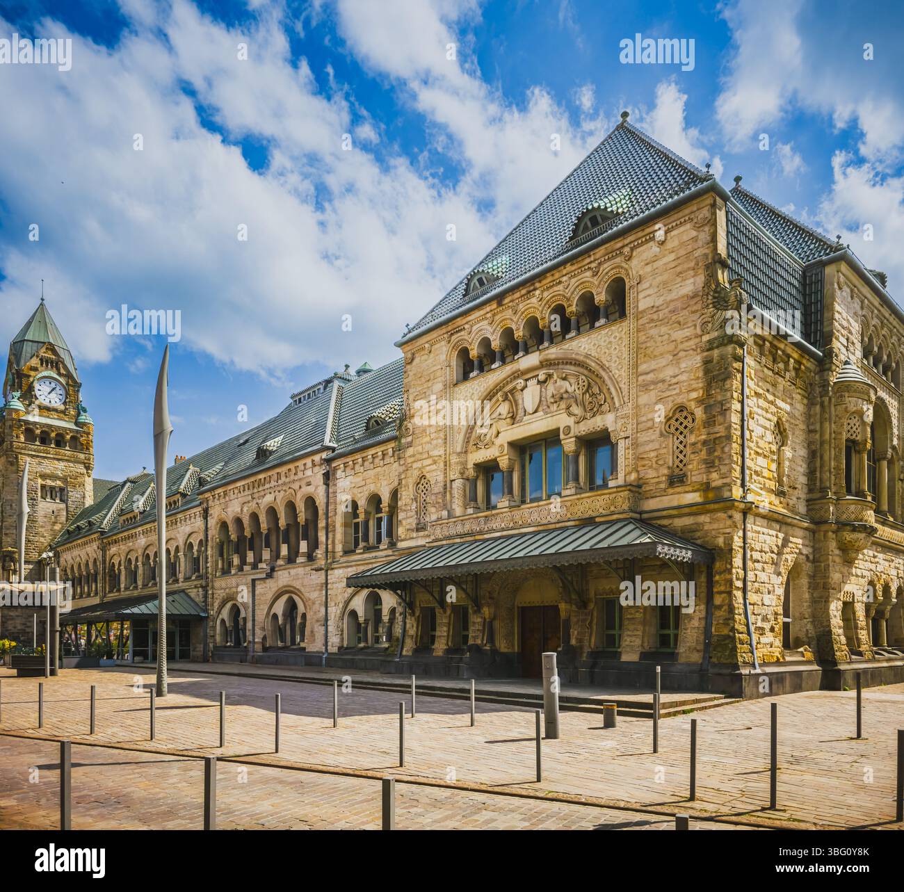 Gare de Metz-Ville station building with ornate Romanesque-style ...