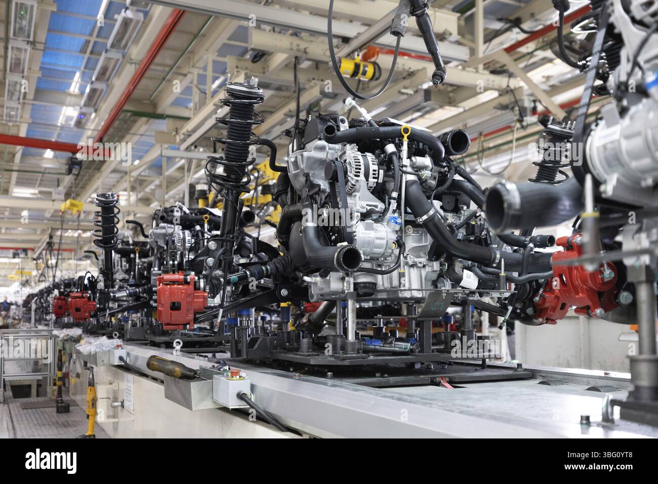 Photo of automobile production line. Welding car body. Modern car ...