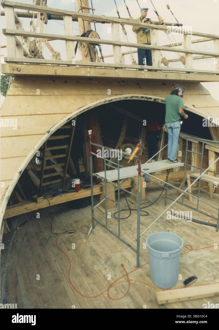This 1991 photograph shows continued construction of the Santa Maria ...