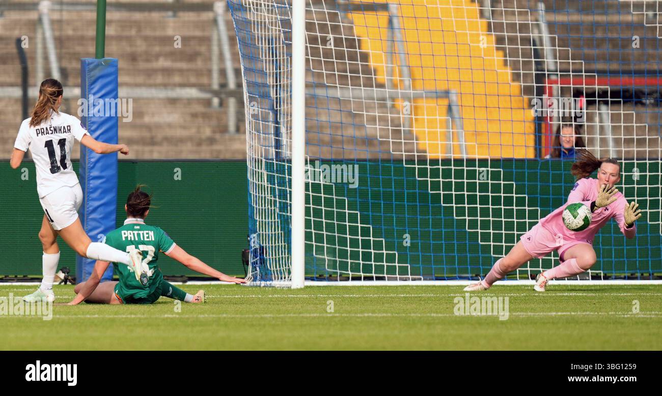 Slovenia's Lara Prasnikar attempts a shot on goal during the UEFA Women ...