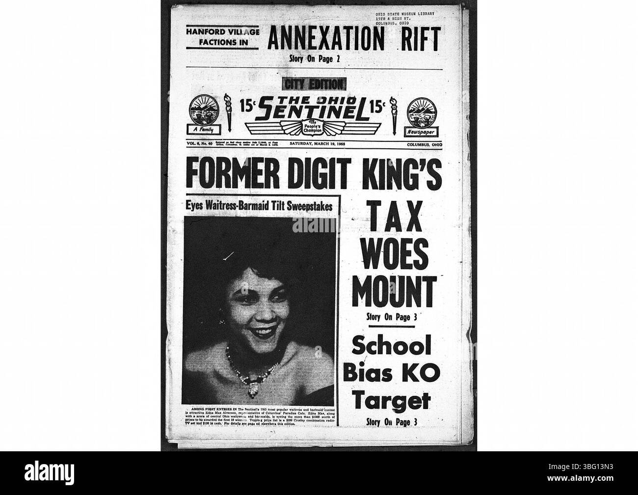 Front page of the March 19, 1955 Ohio Sentinel features African ...