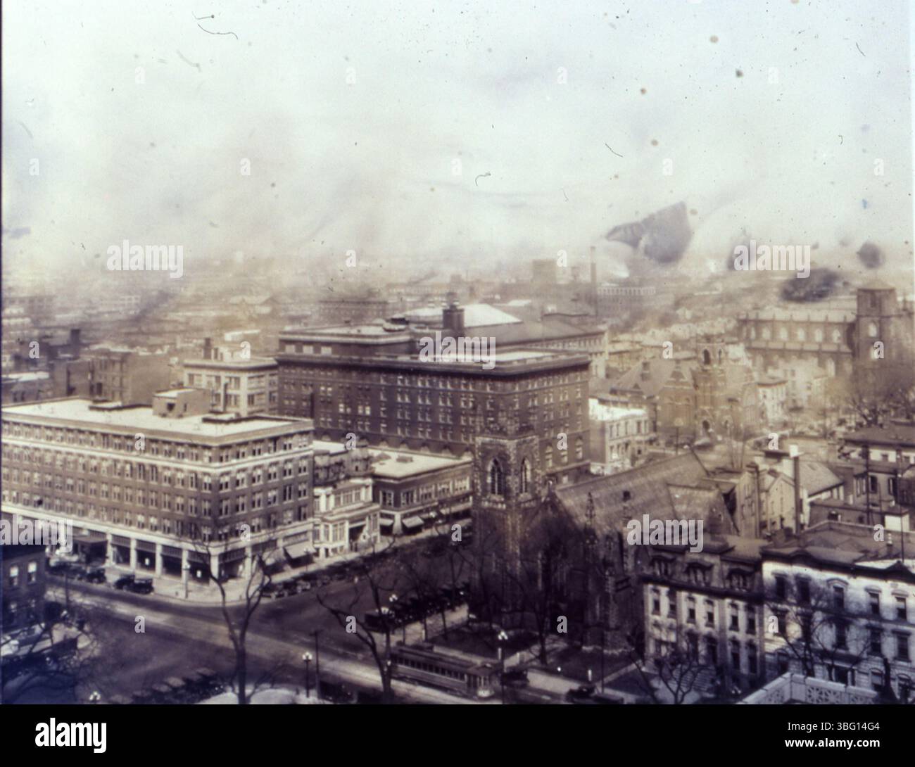 Aerial photograph of downtown Columbus, Ohio, showing East Broad and ...