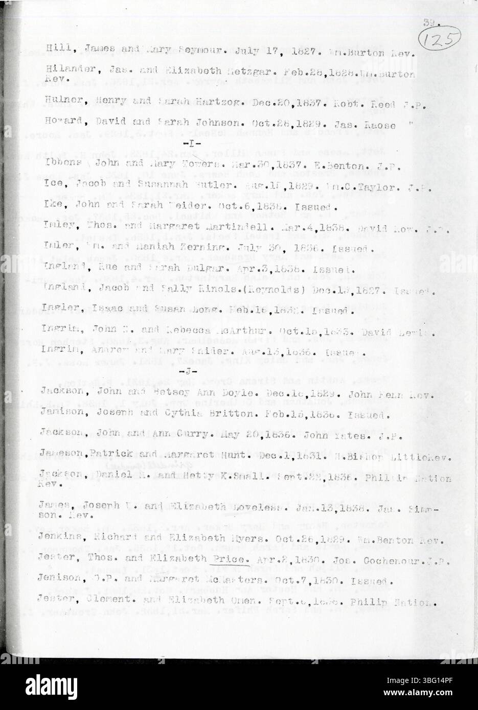 This alphabetized 1938 compilation lists marriage records from Pickaway ...