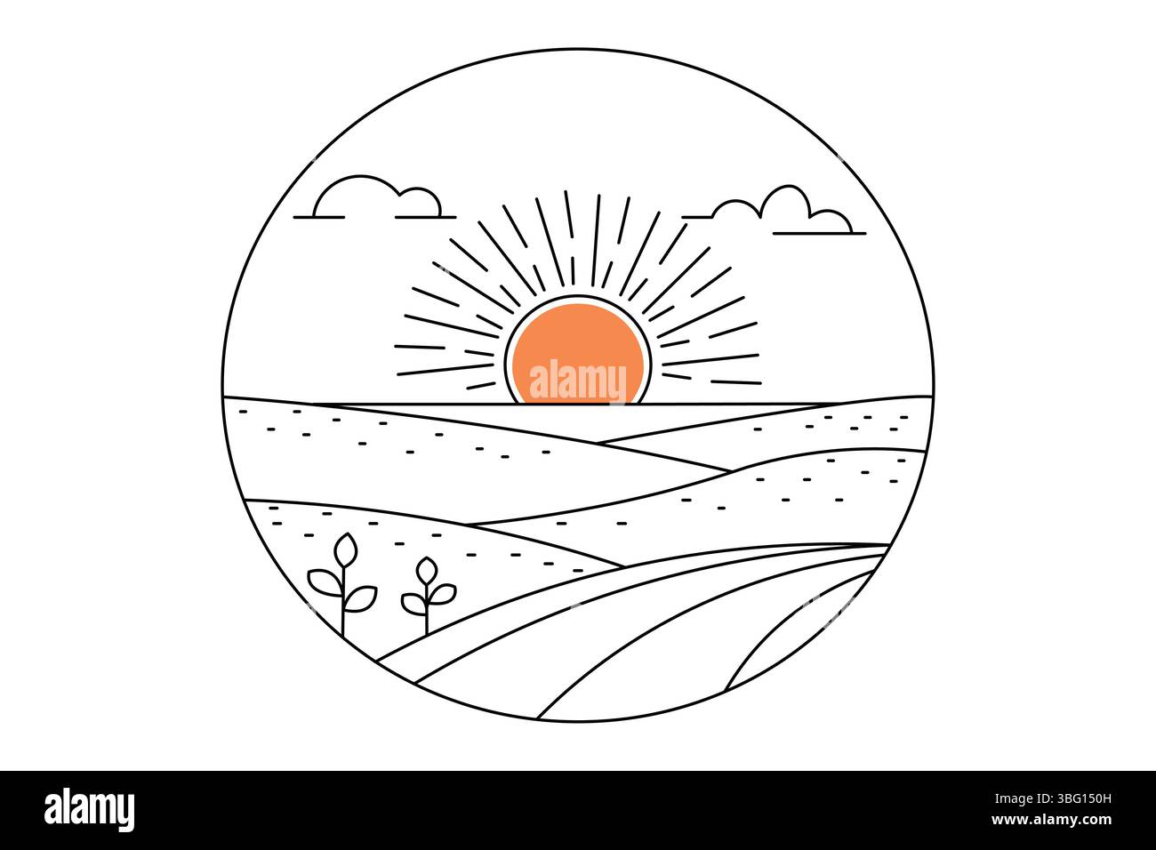Sunset continuous one line drawing of beautiful scenery Stock Vector ...