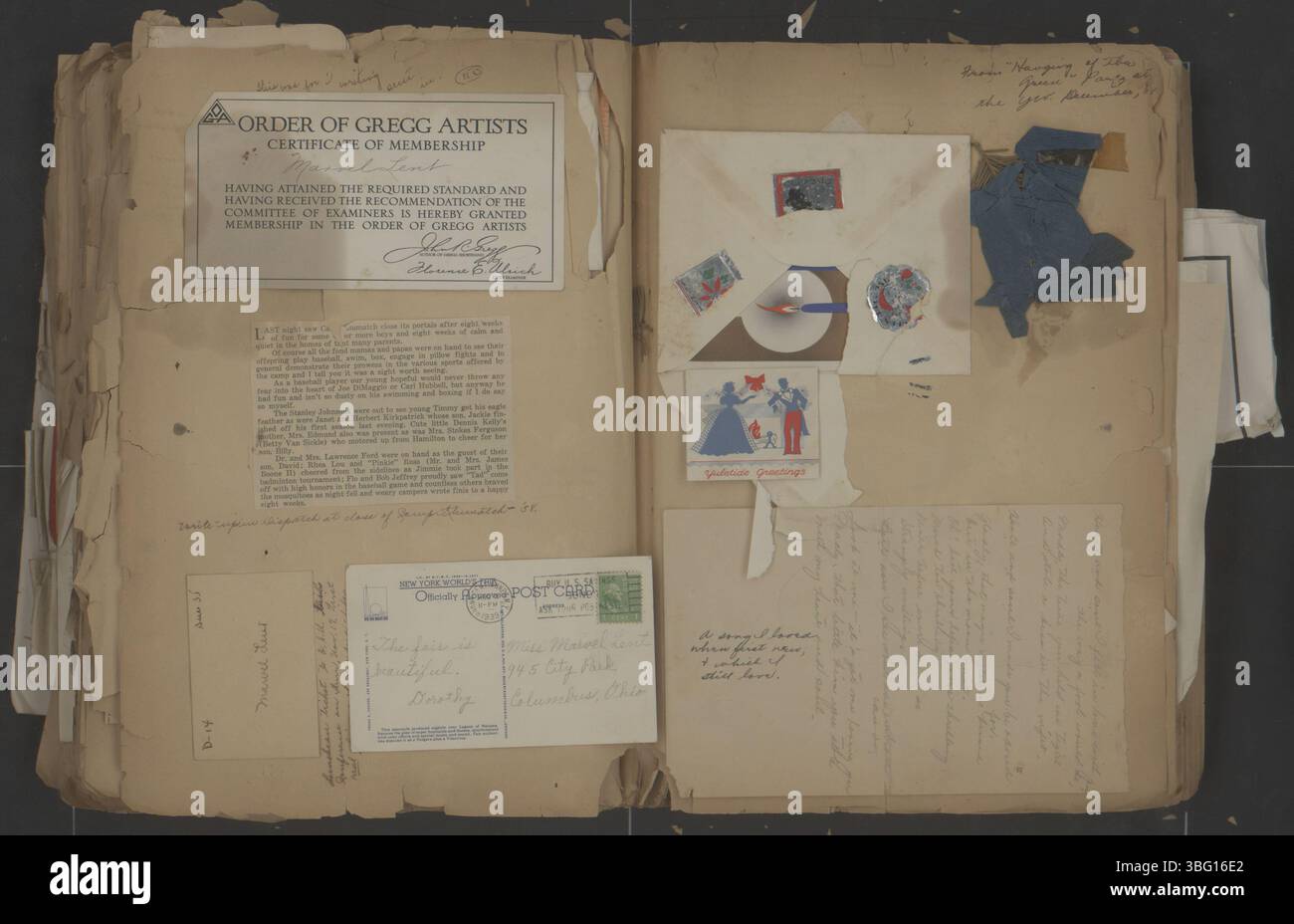 This page from the 1930s South End Scrapbook includes letters ...