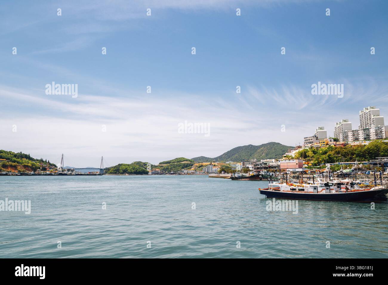 Dolsan bridge and seaside village in Yeosu, Korea Stock Photo - Alamy