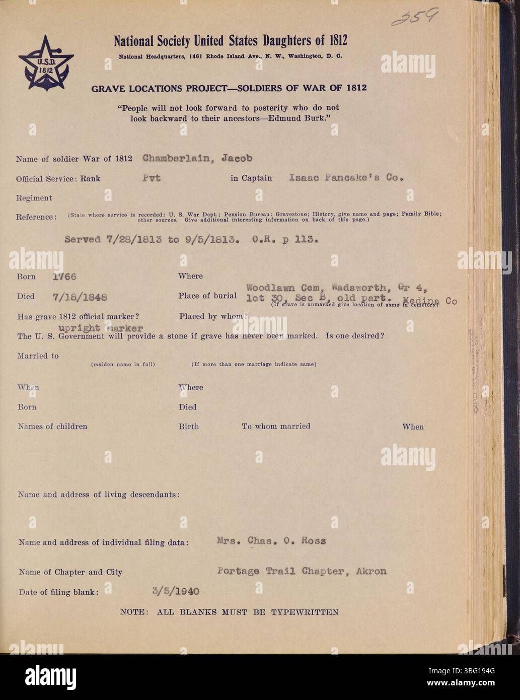 This page from *Burial Places of Ohio Soldiers of the War of 1812 ...