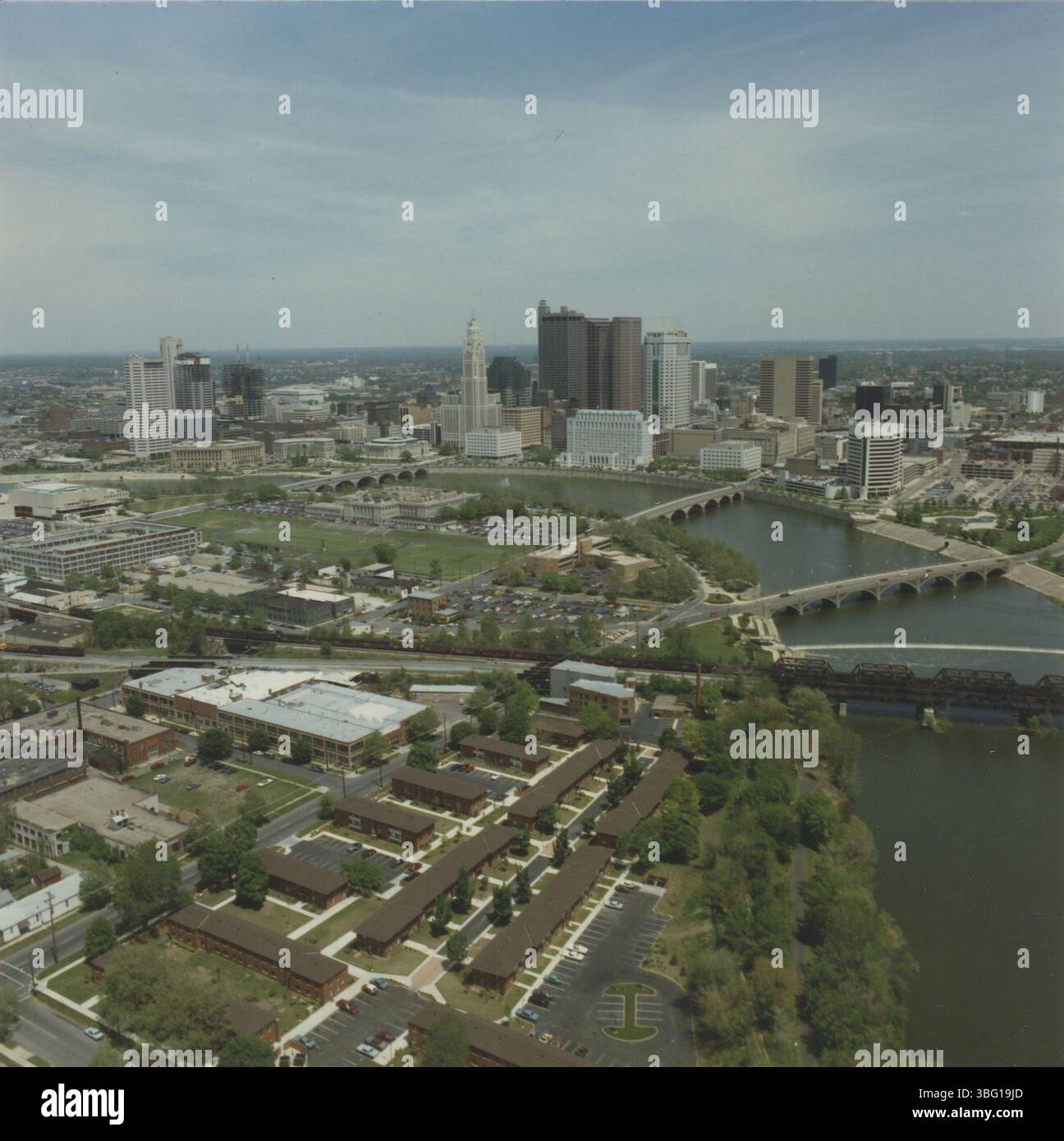 1988 aerial images capture views across the Scioto River toward ...