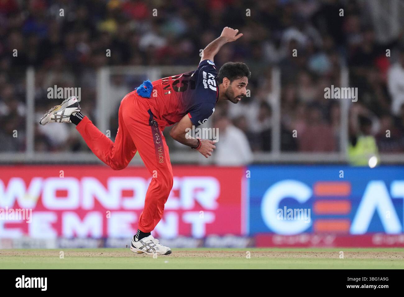 Royal Challengers Bengaluru's Bhuvneshwar Kumar bowls a delivery during the Indian Premier ...