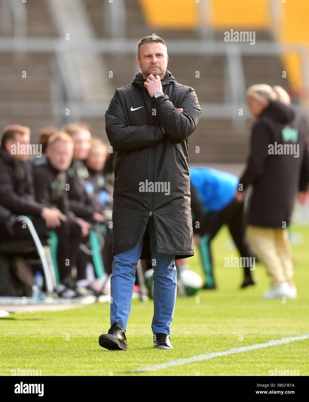 Slovenia head coach Sasa Kolman on the touchline during the UEFA Women ...