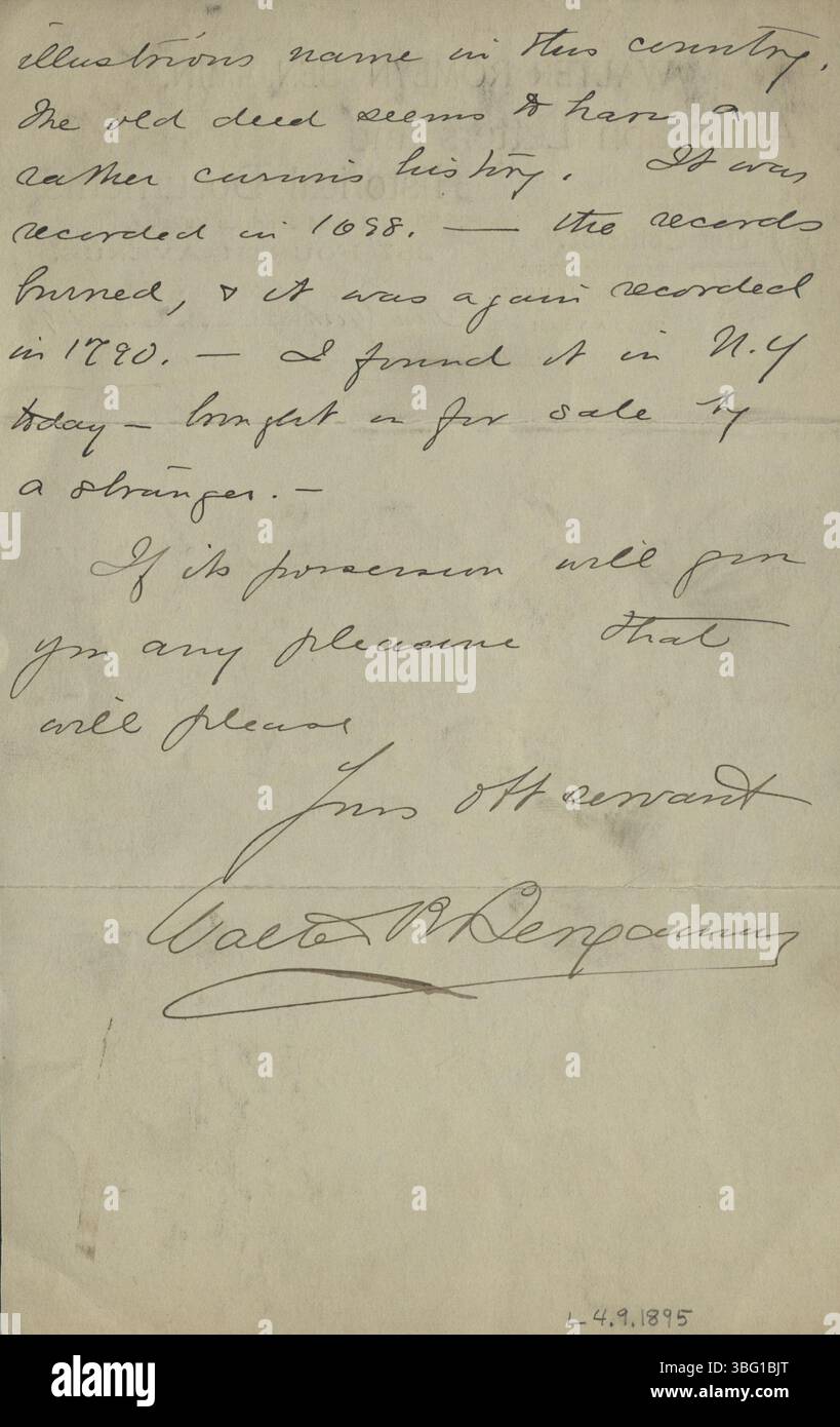 A Virginia land deed dated 1697, signed by either Benjamin Harrison III ...