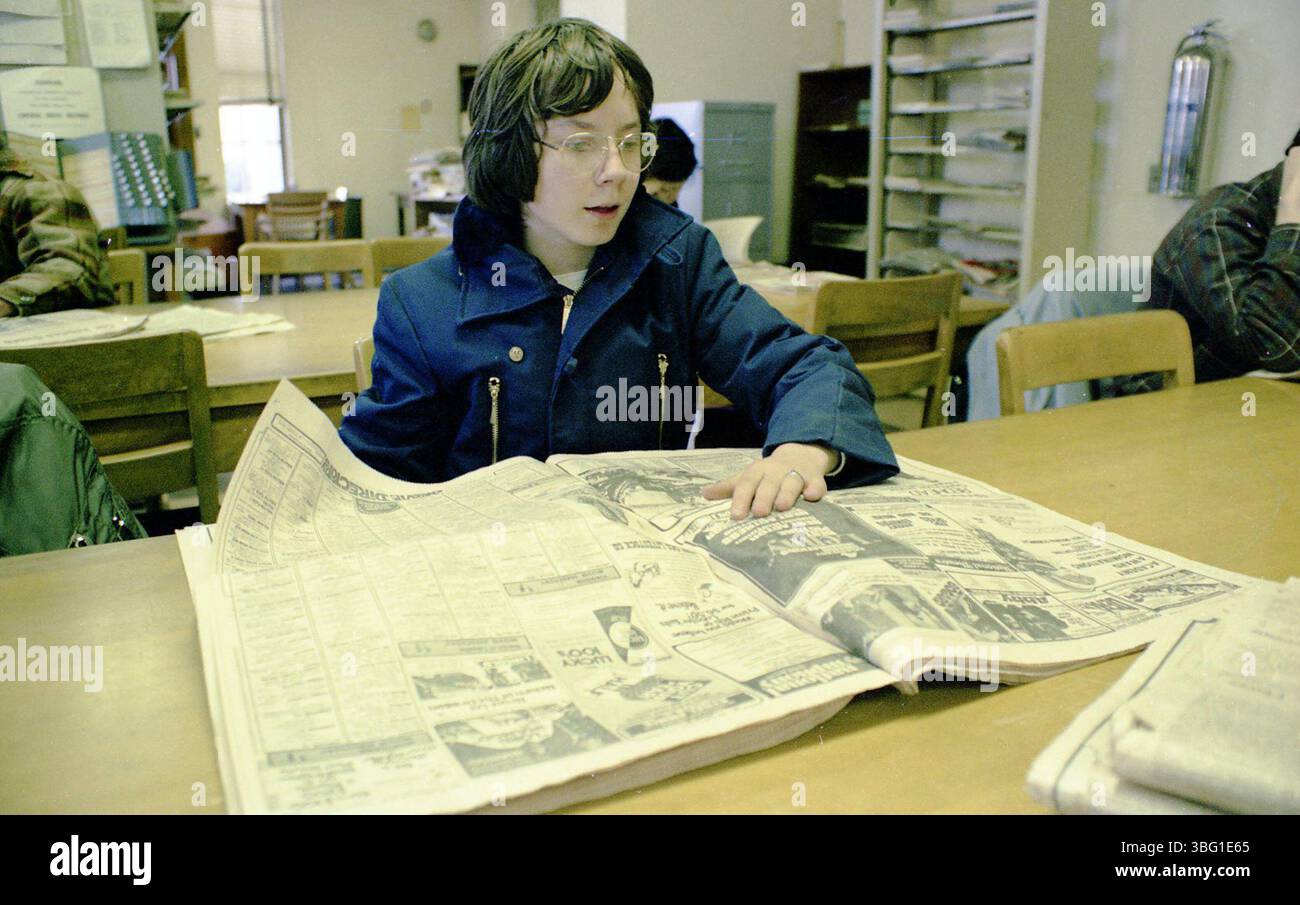Photograph by A.V. Shirk of a student researching in the Main Columbus ...