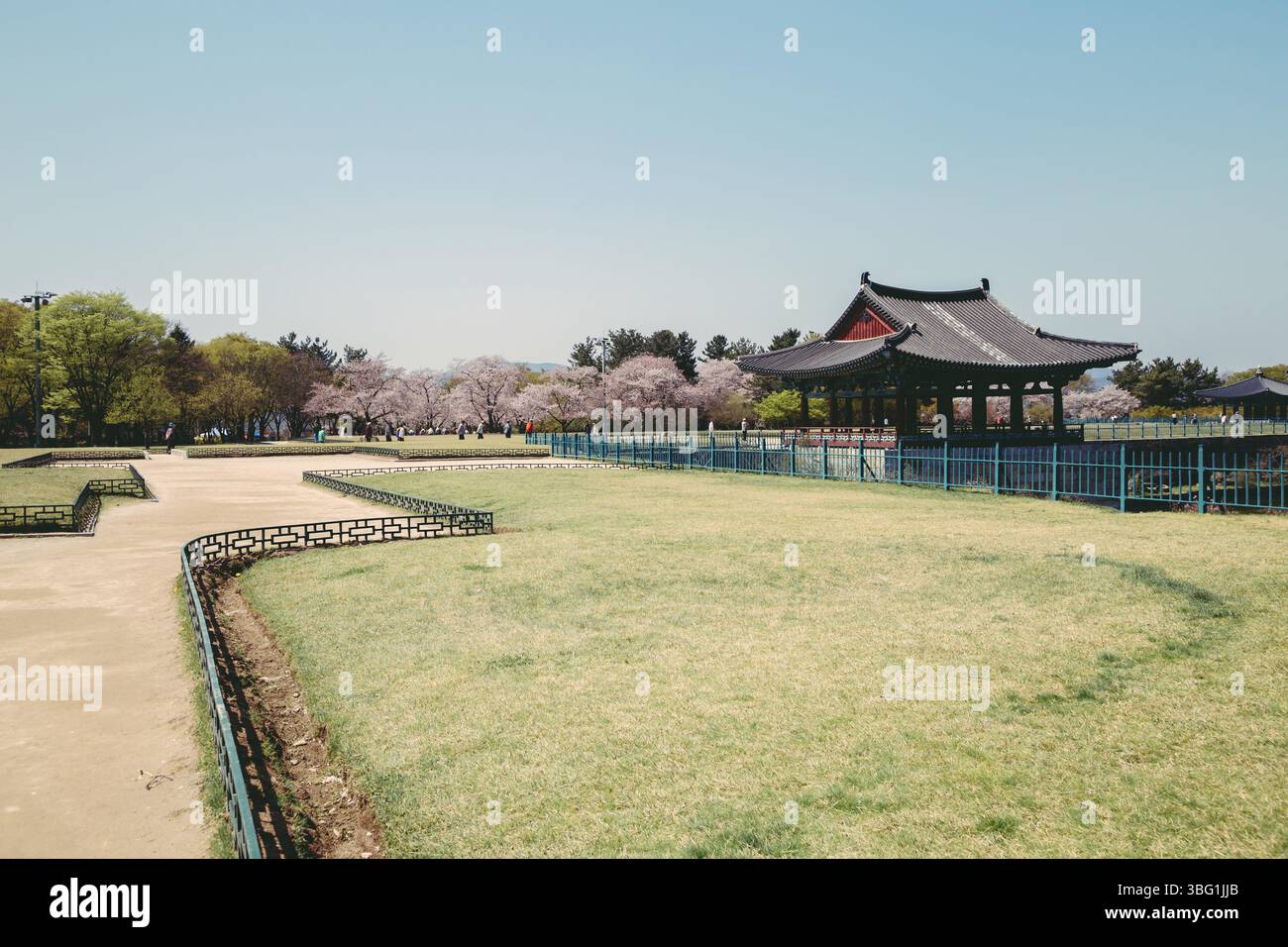 Korean heritage site Anapji Pond at spring in Gyeongju, Korea Stock ...