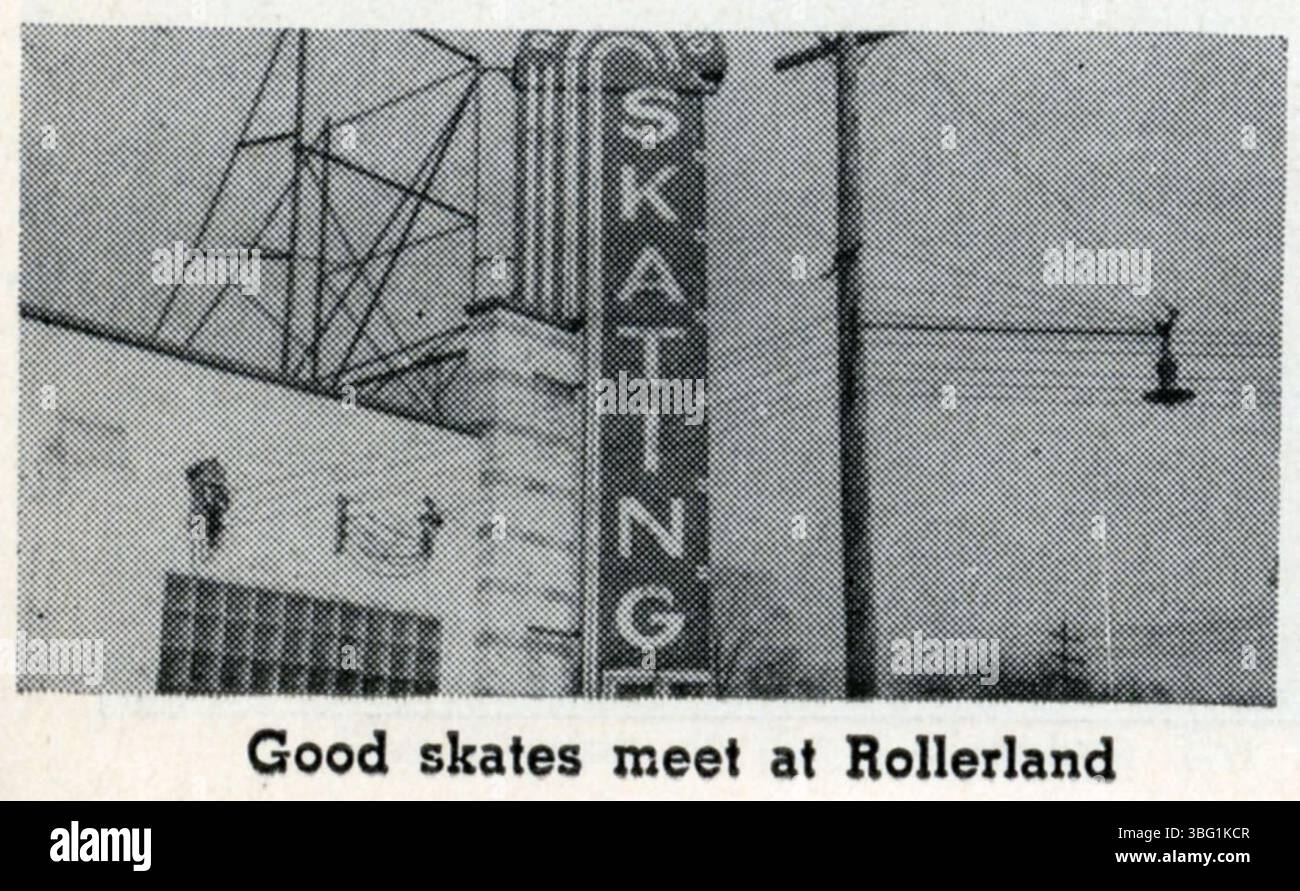 A view of the Skating sign at Rollerland, a skating rink that opened in ...