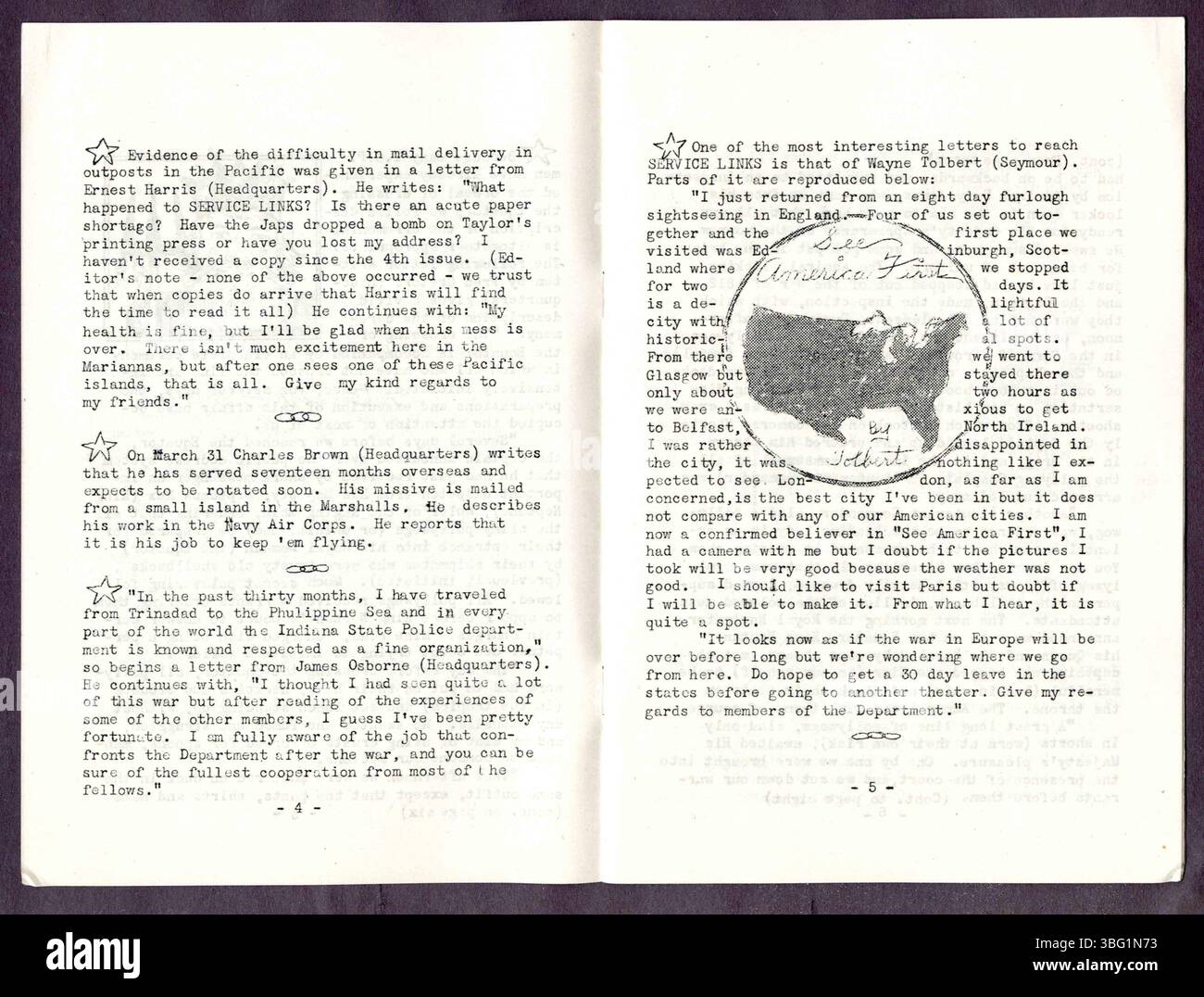 Service Links from 1944-1945, a publication dedicated to Indiana State ...