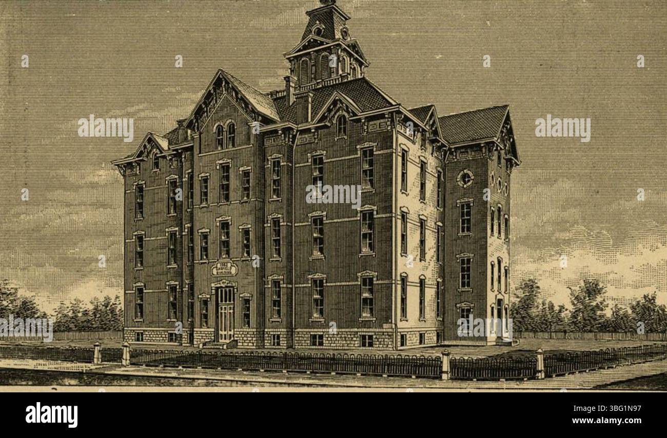 This 1885 drawing depicts the original Garfield Elementary School ...