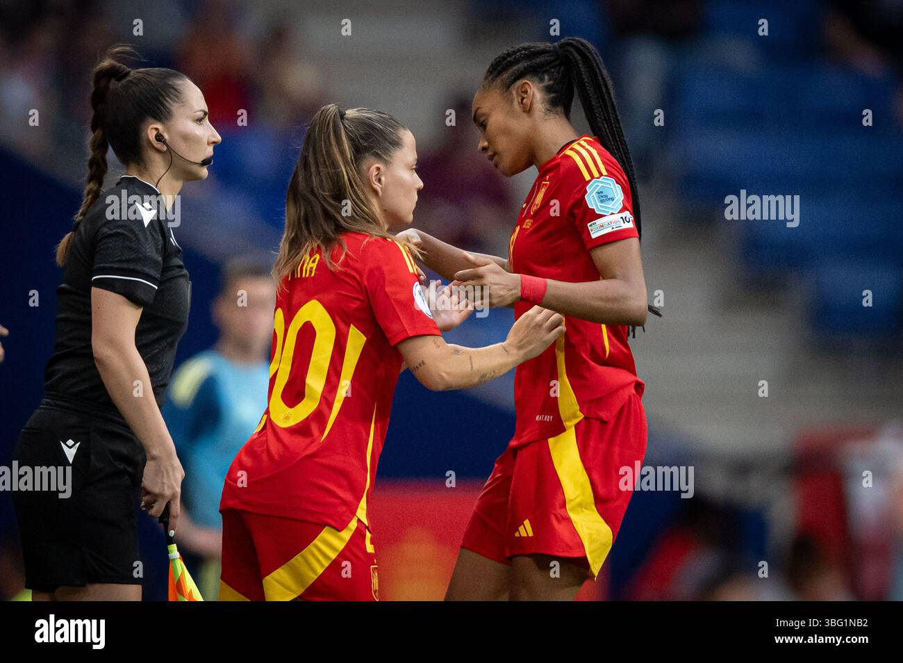 Claudia Pina (Spain) substitutes Salma Paralluelo (Spain) during a ...