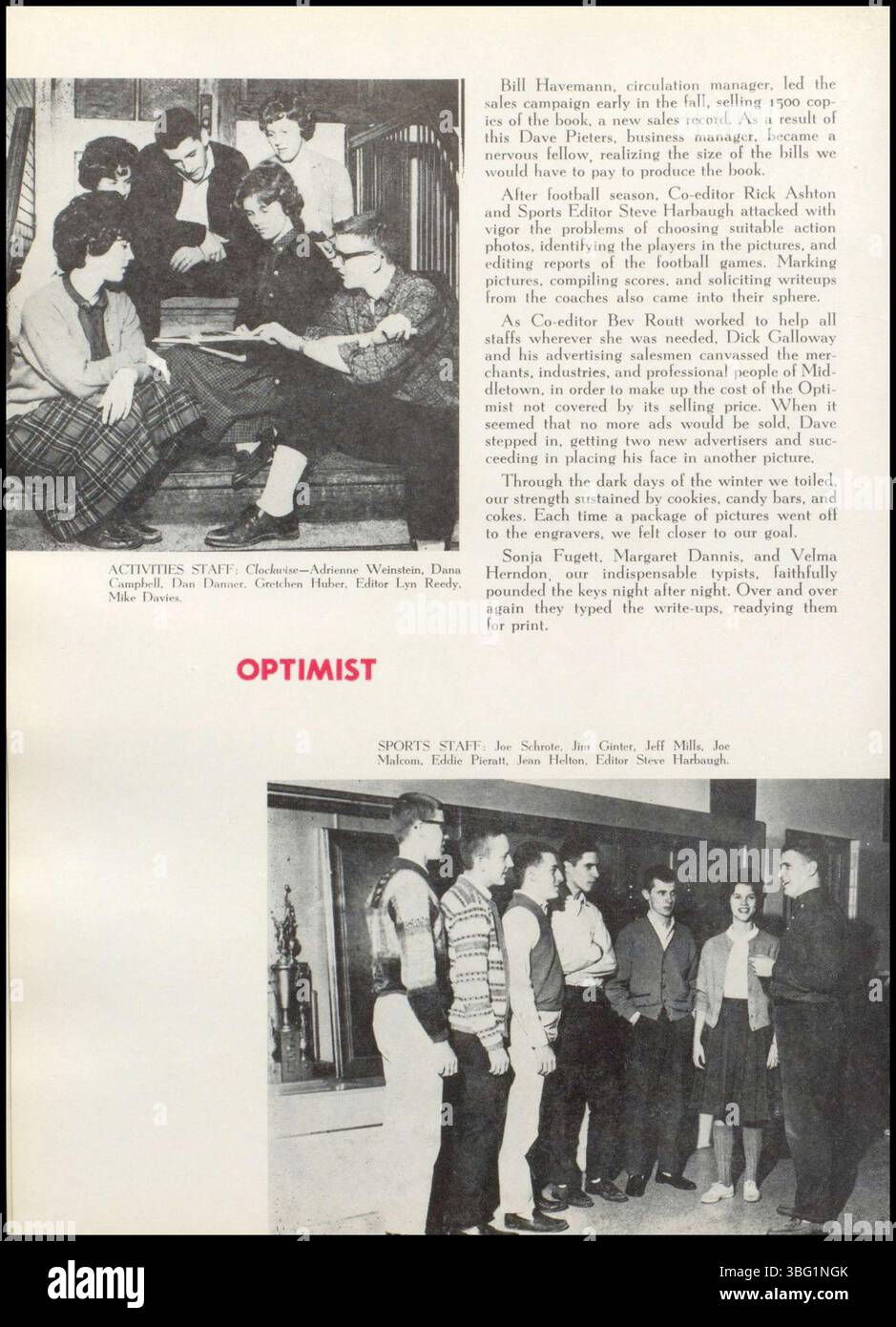 Page 96 of the 1963 Middletown High School yearbook 'The Optimist,' showing student groups and ...