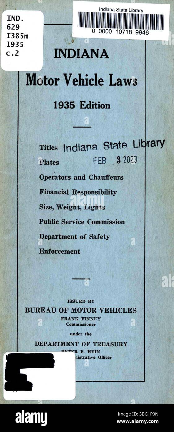 Page 1 of the 1935 Indiana motor vehicle laws outlines licensing ...