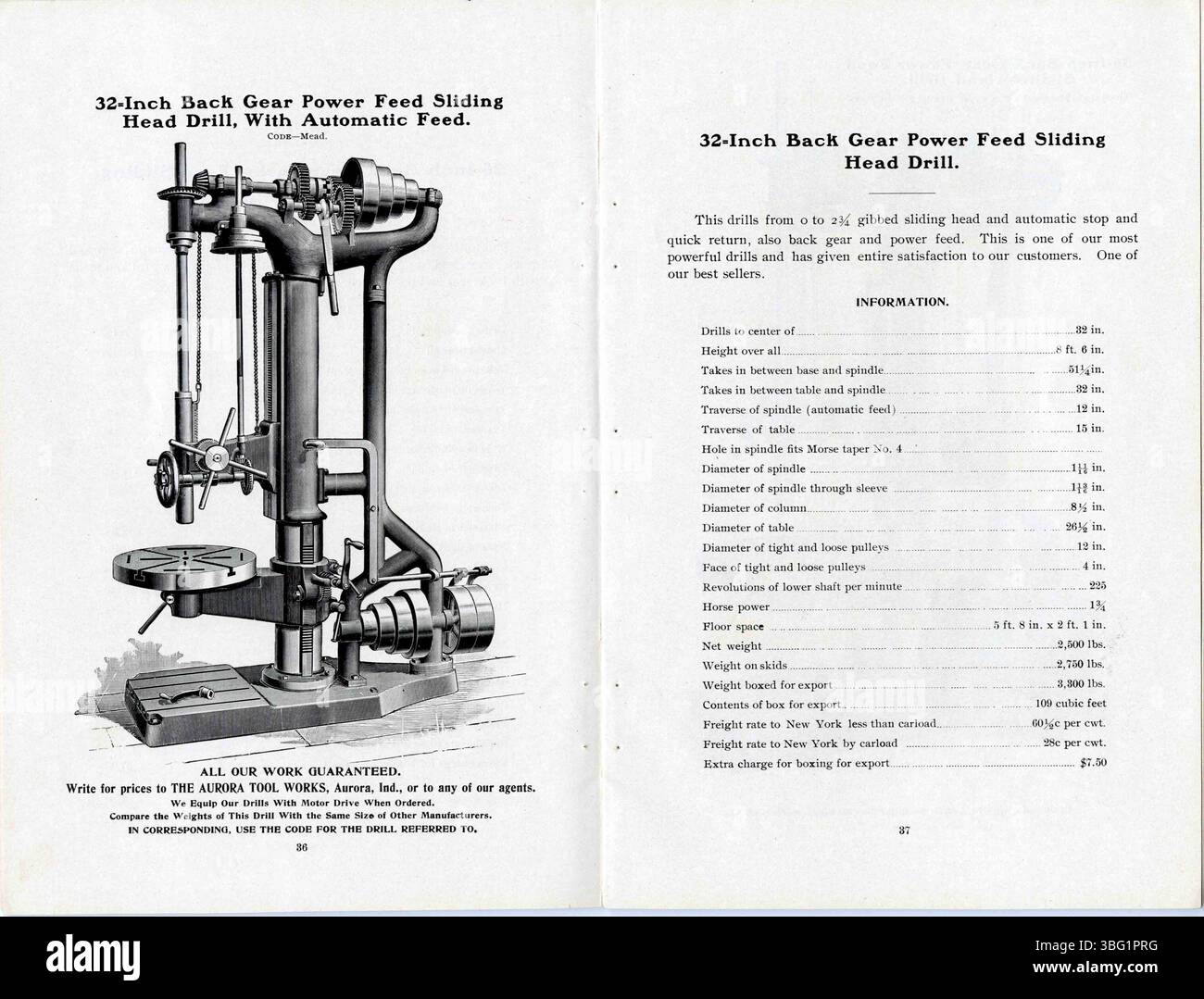 This catalogue page from the Aurora Tool Works features upright radial ...