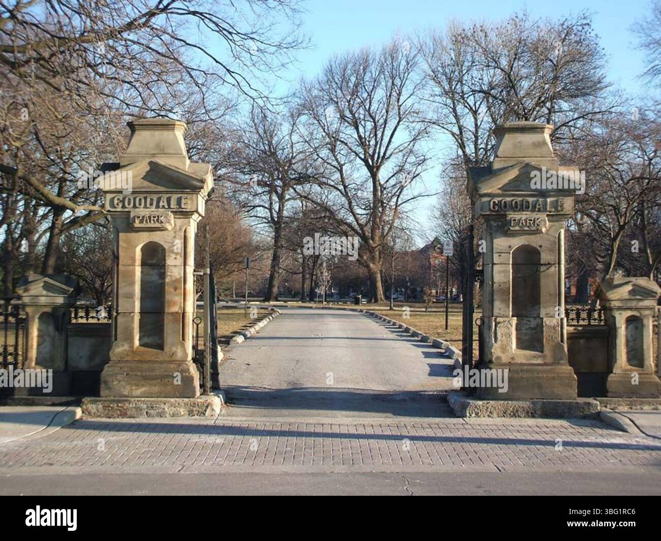 The South Gate of Goodale Park, installed in 1870, marks the entrance ...