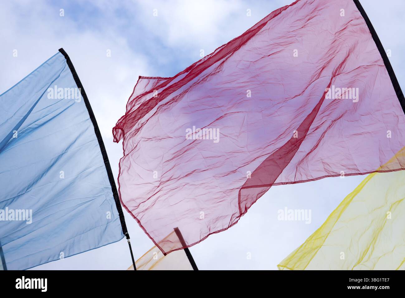 Silk flags at the kite festival in Luenen, Germany, Europe Stock Photo ...