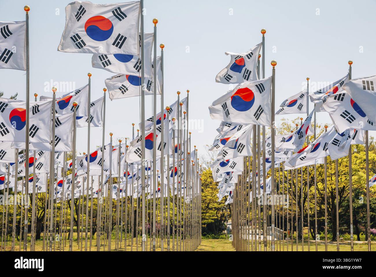 Korean national flags at The Independence Hall of Korea in Cheonan ...