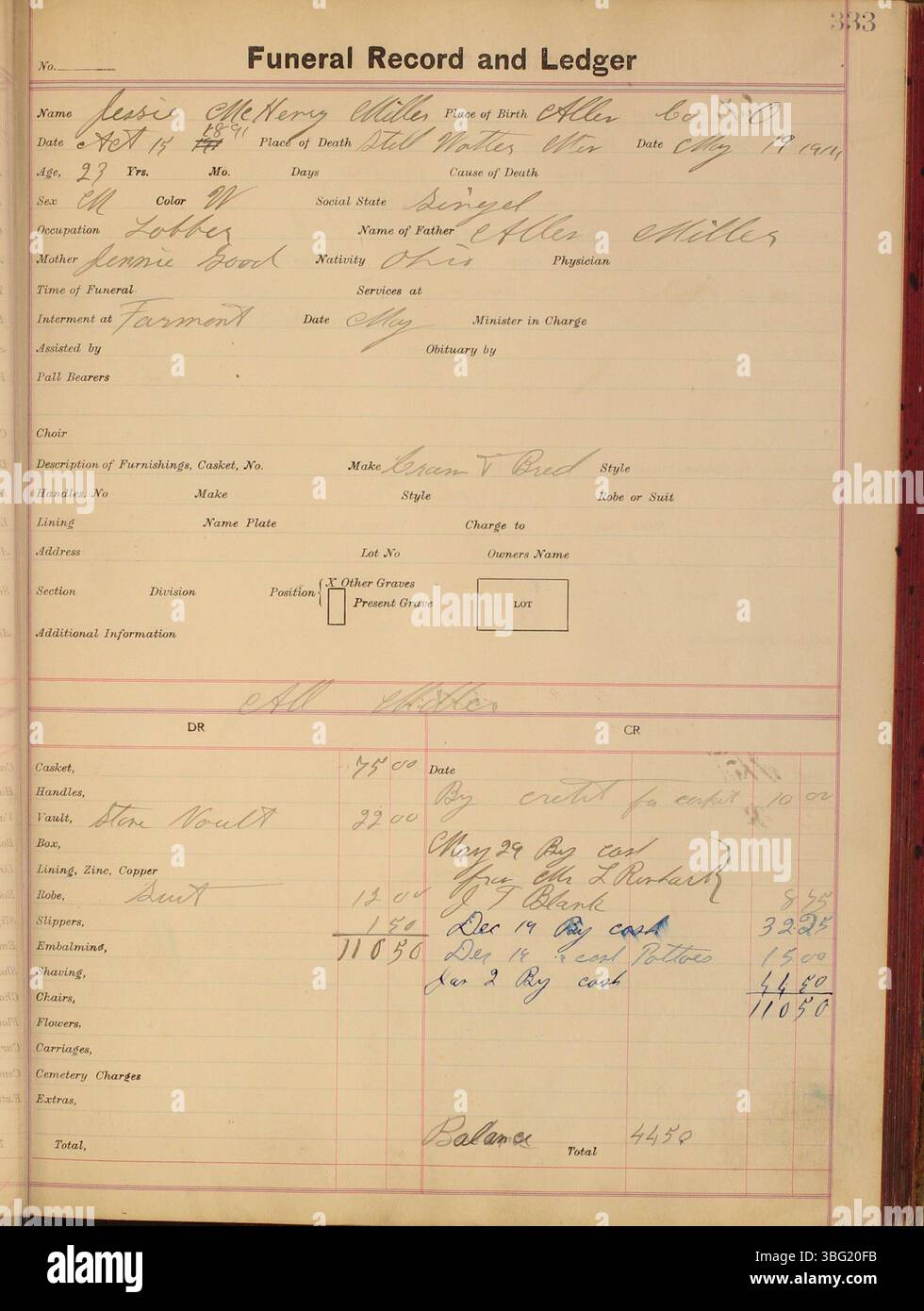 The Funeral Record and Ledger from the Charles C. Siferd Undertaking ...