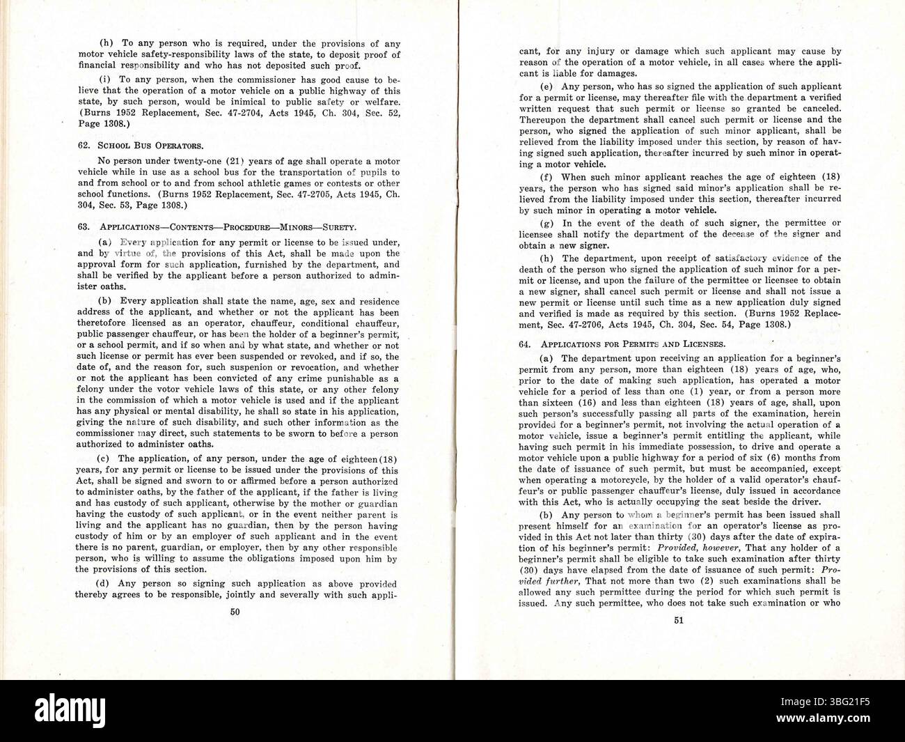 This document outlines Indiana’s 1952 motor vehicle laws, including ...