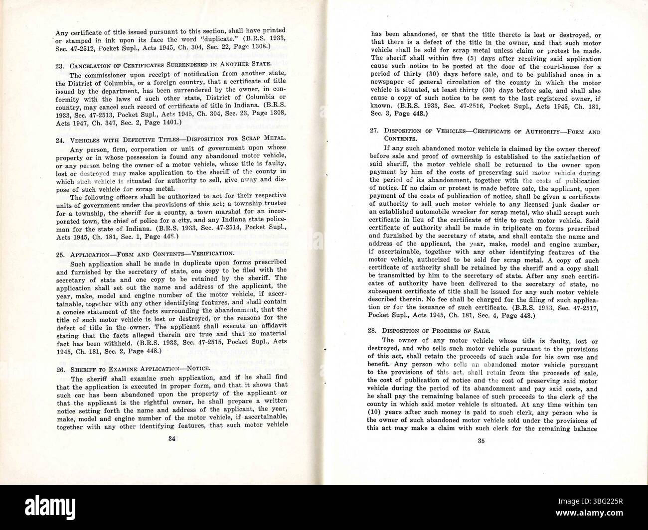 This page from the 1950 Indiana motor vehicle laws covers key aspects ...