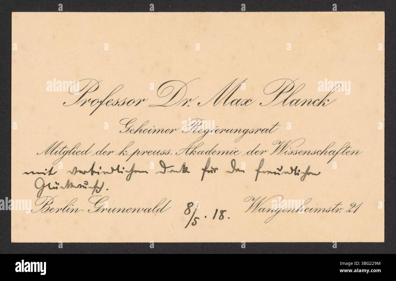 This 1918 note from Max Planck, the father of quantum theory, is ...