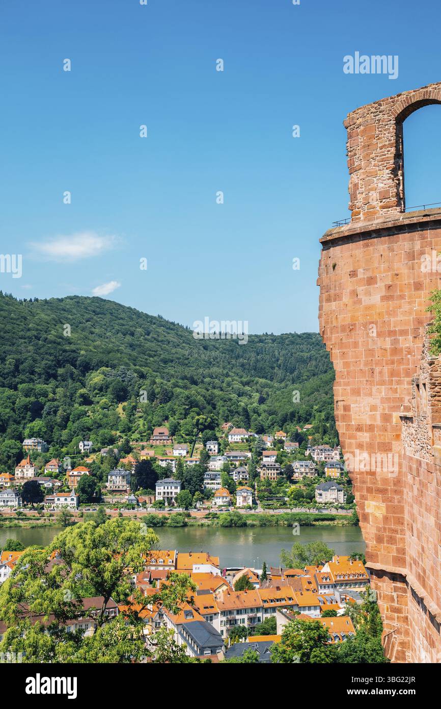 Heidelberg old town panorama view from Heidelberg castle in Germany ...
