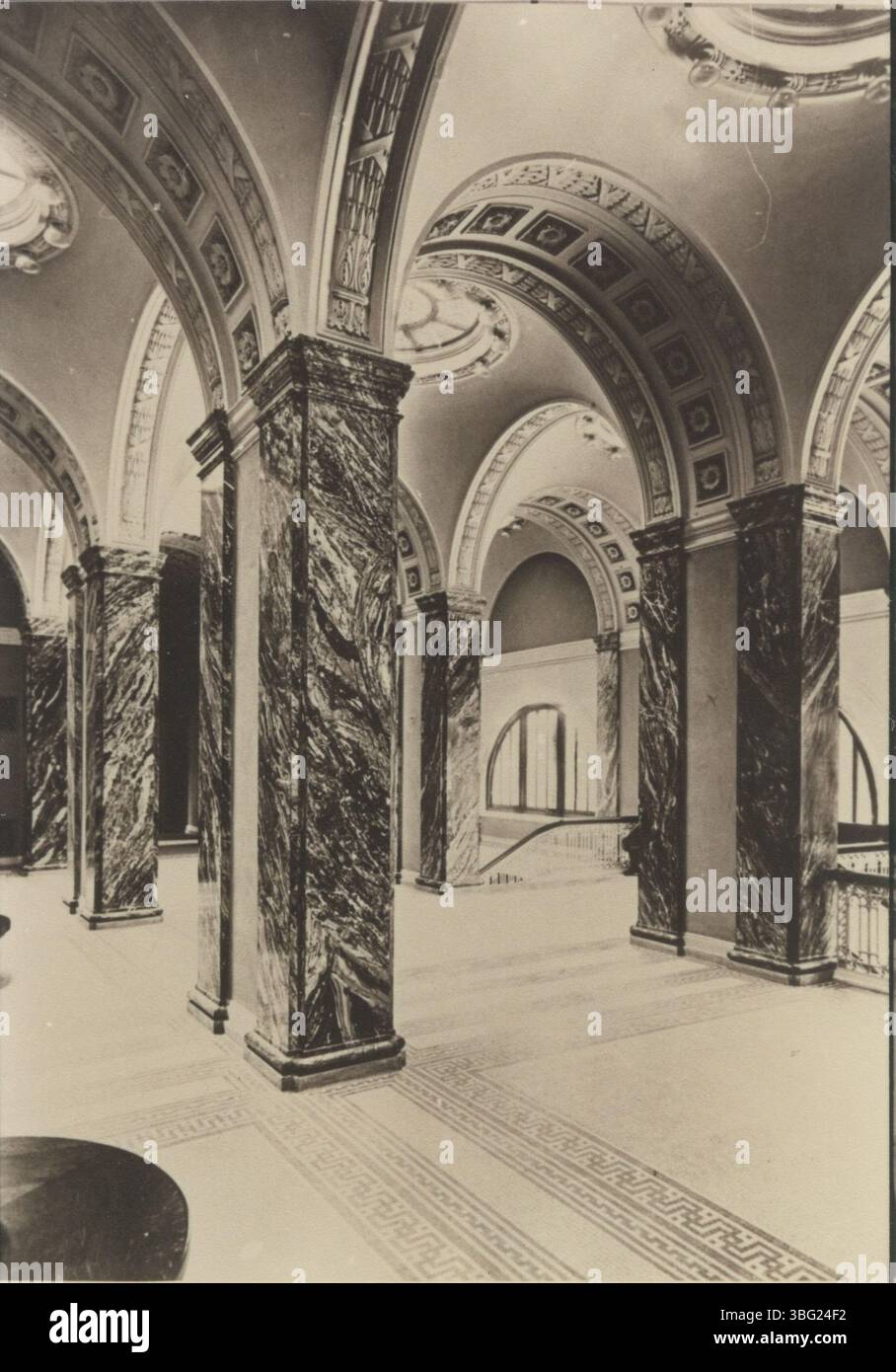 Photograph of the ornate ceilings in the second-floor gallery of the ...