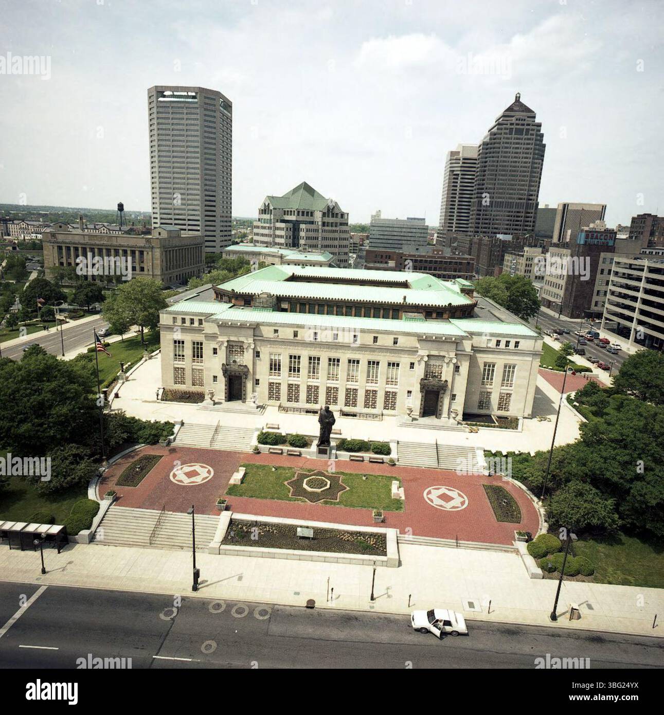 This 1993 photograph shows Columbus City Hall with the statue of ...