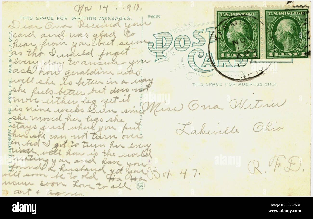 This color postcard depicts the Medford Building in Akron, Ohio, with ...