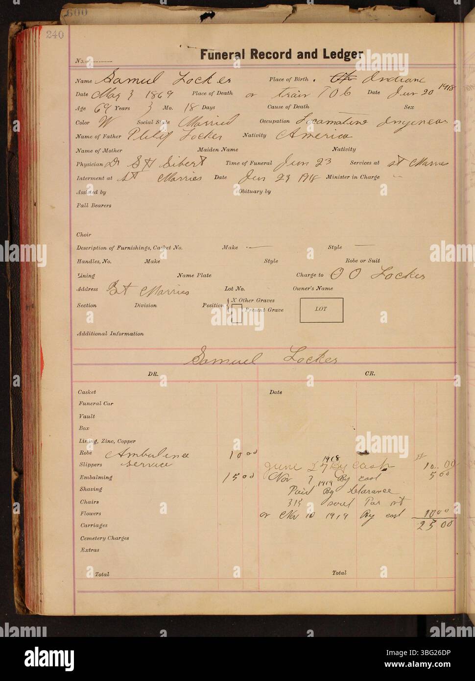 This funeral record ledger from the Charles C. Siferd Undertaking ...
