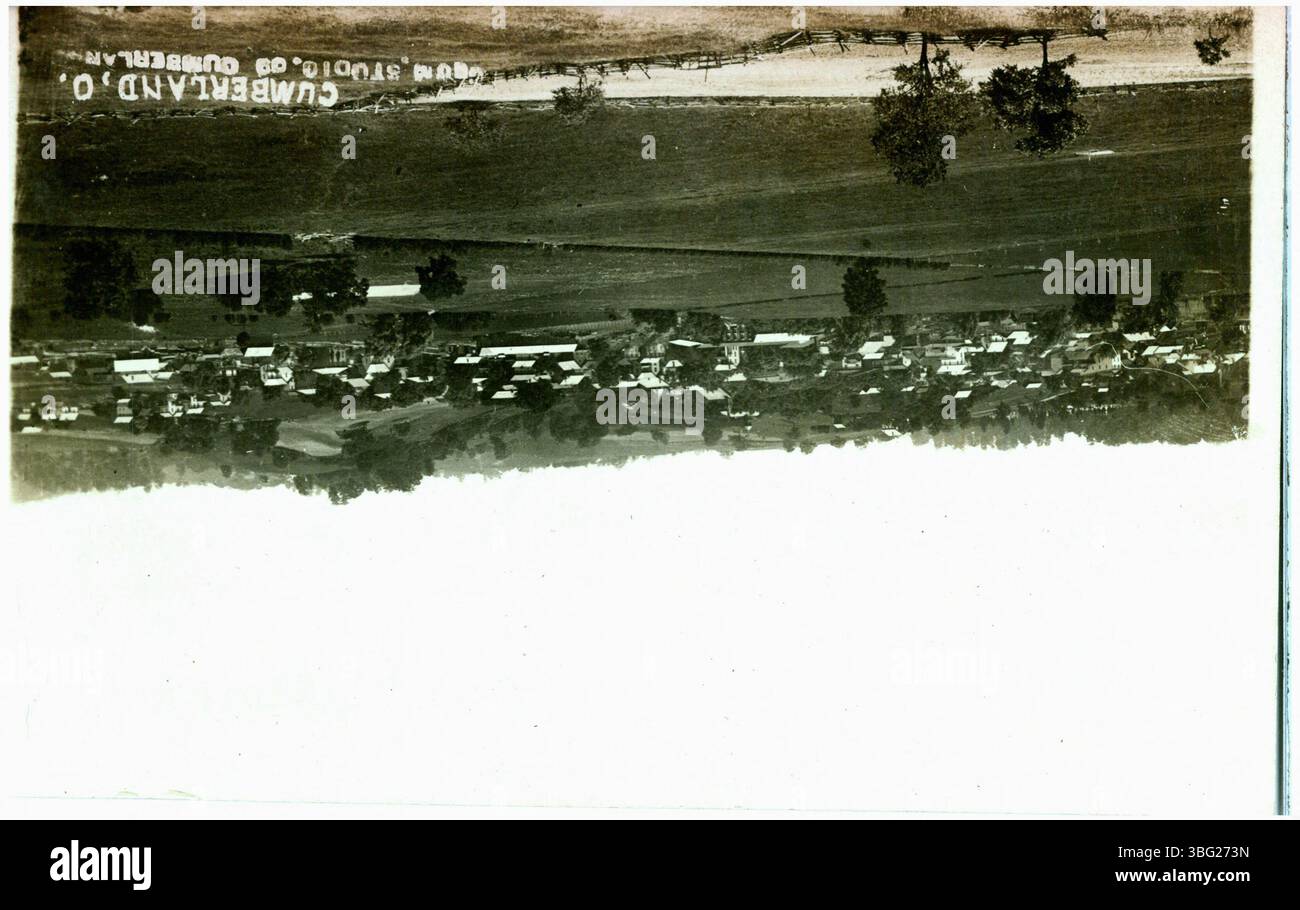 Aerial photograph of Cumberland, Ohio, showing the layout of the small ...