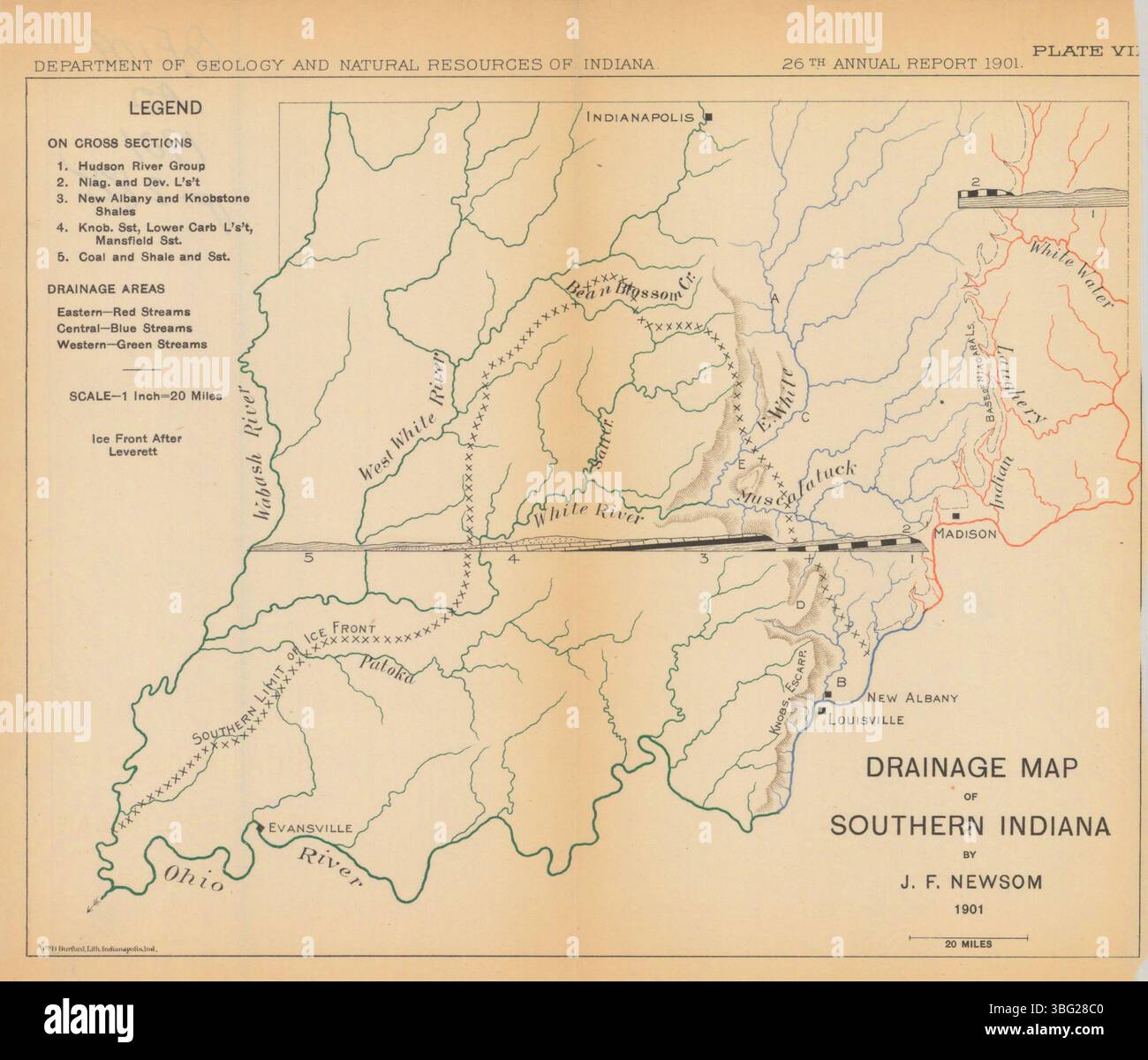 This drainage map covers southern Indiana, providing an overview of the ...