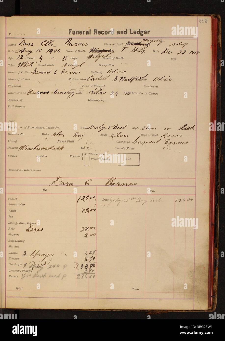 This page of the Funeral Record and Ledger from 1916-1920, managed by ...