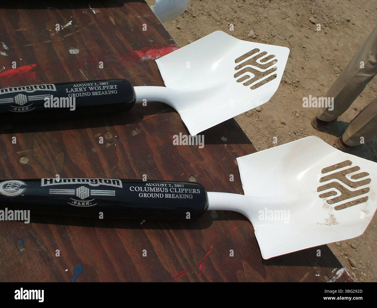 This photograph showcases the commemorative bat shovels used at the ...