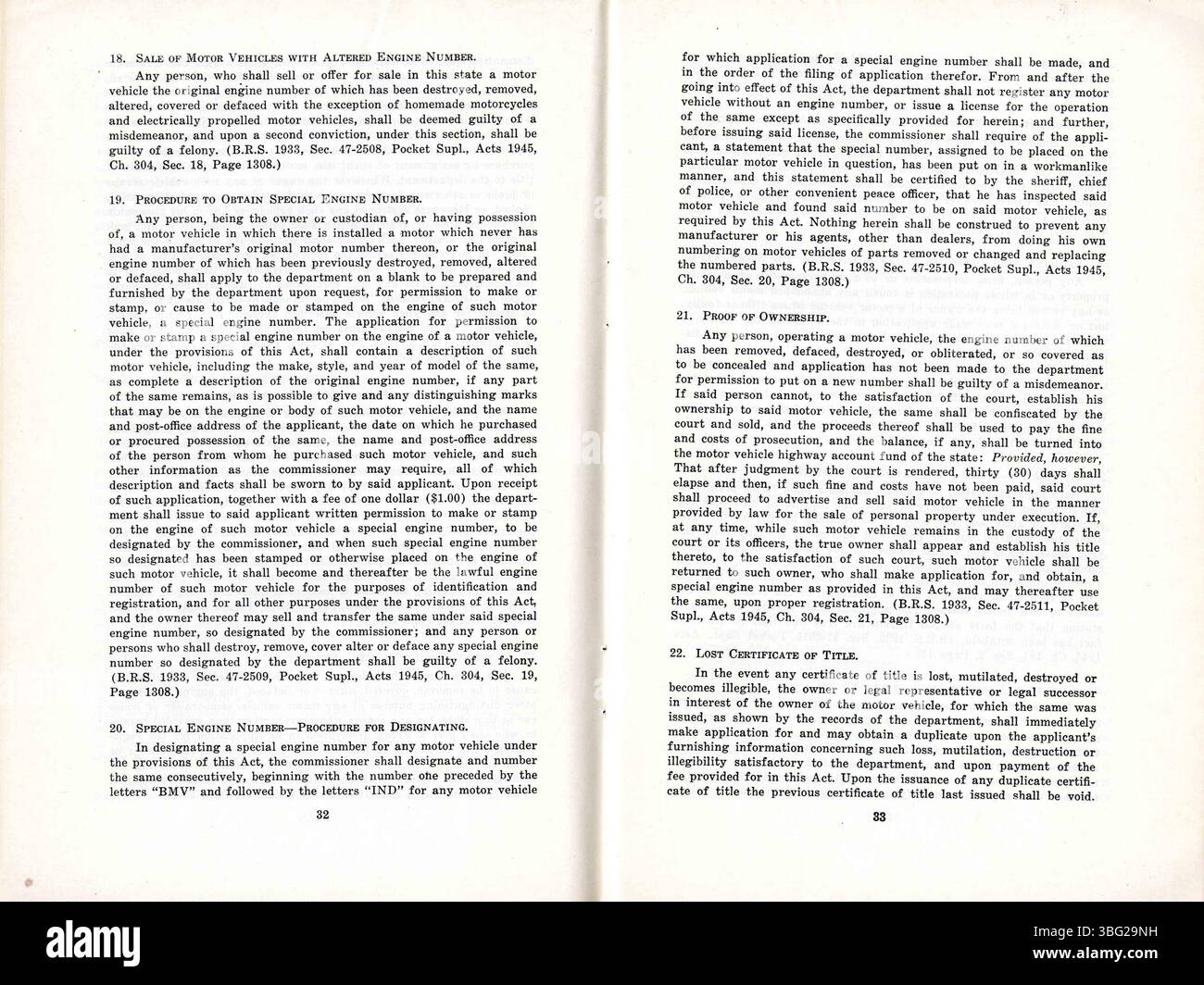 This page outlines the 1950 motor vehicle and highway laws for Indiana ...